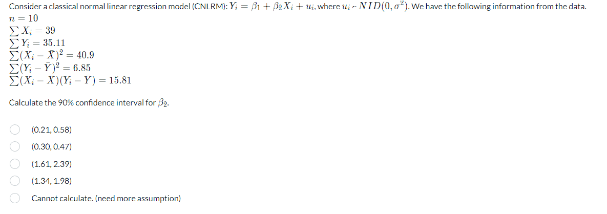 Solved Consider a classical normal linear regression model | Chegg.com