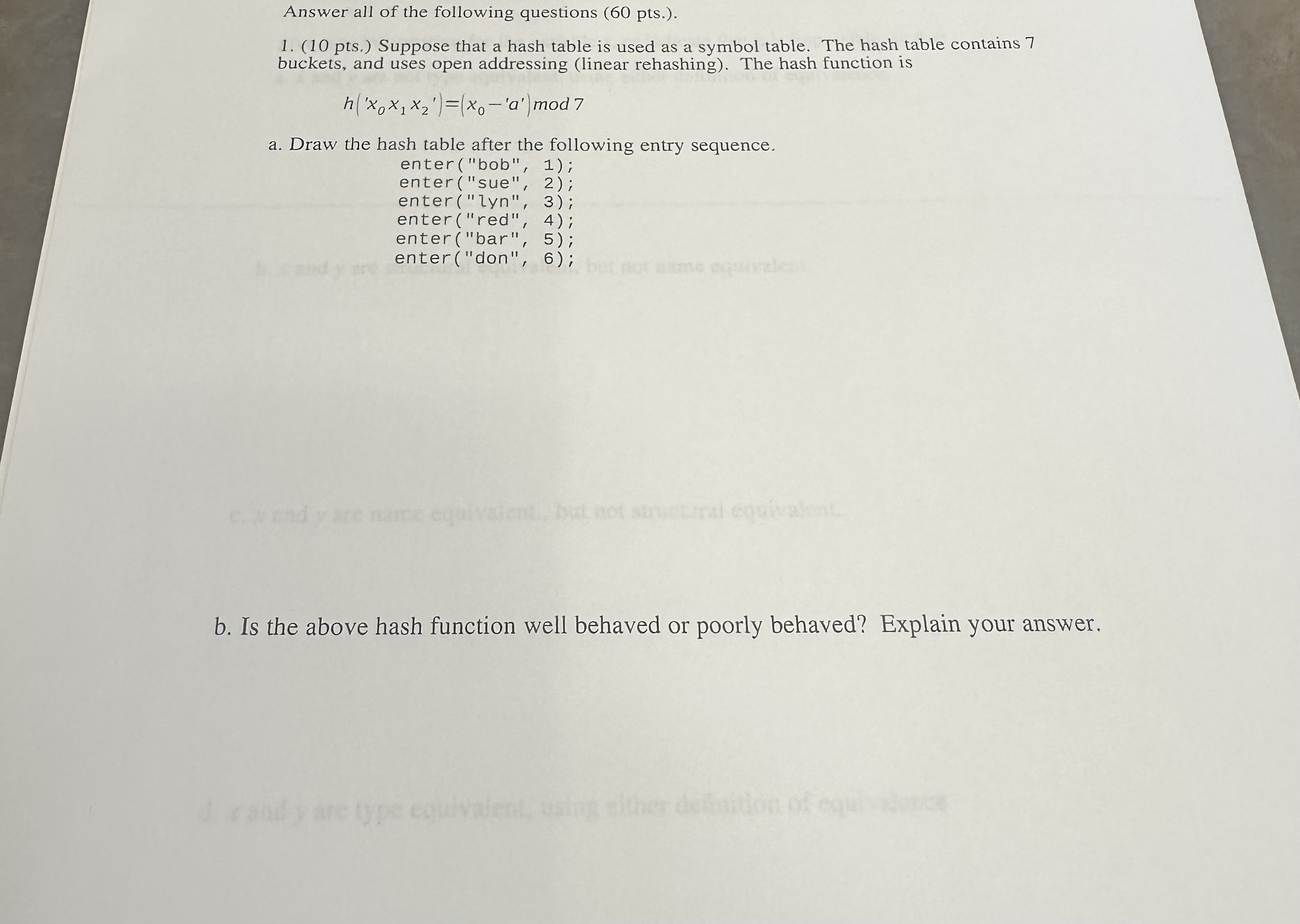 Solved Answer all of the following questions ( 60pts.). 1. | Chegg.com