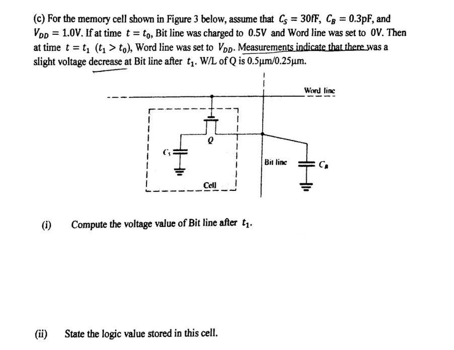 c) For the memory cell shown in Figure 3 below, | Chegg.com