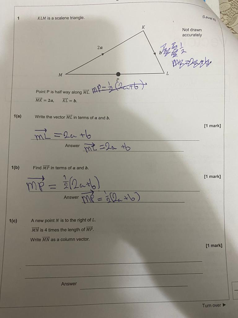 Solved KLM is a scalene triangle. (Level) к Not drawn | Chegg.com
