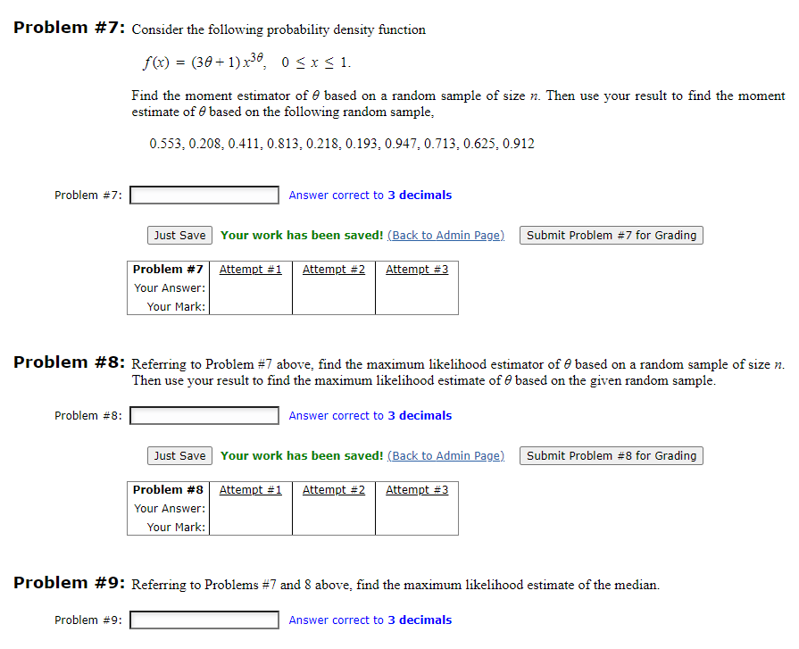 Solved Problem \#7: Consider the following probability | Chegg.com