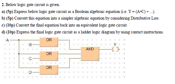 Solved 2. ﻿Below logic gate circuit is given.a) (5p) | Chegg.com