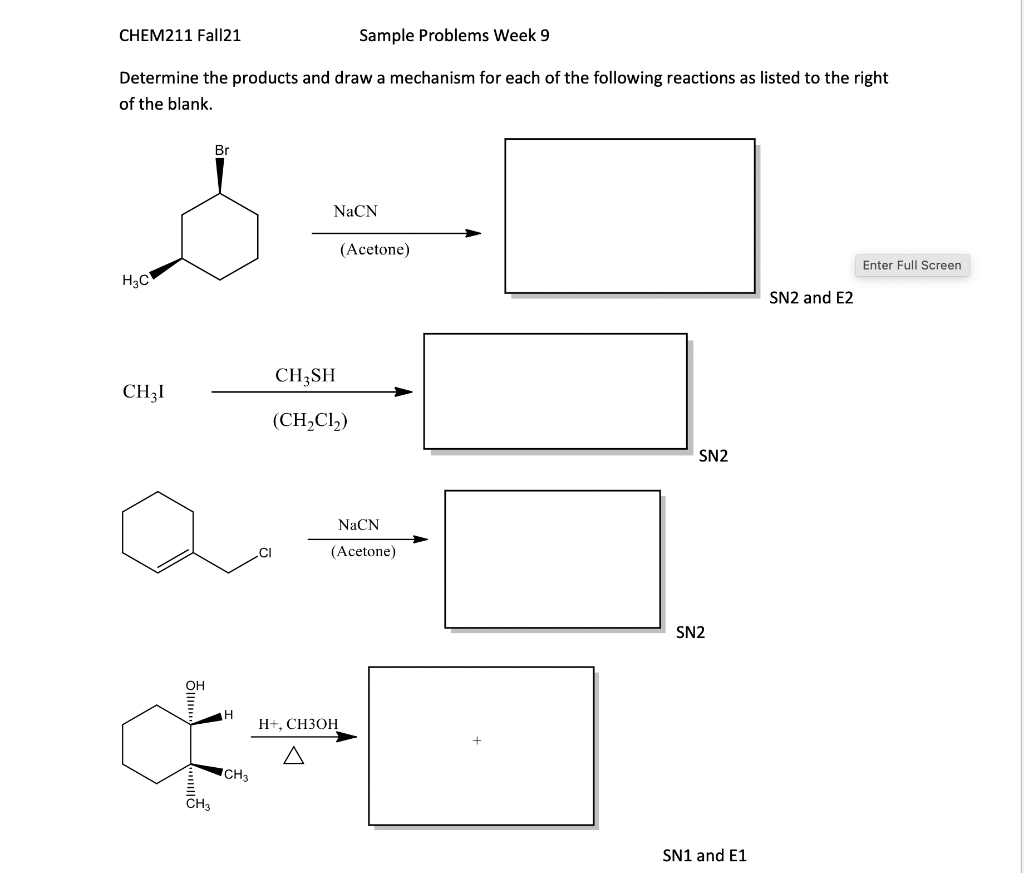 Solved CHEM211 Fall21 Sample Problems Week 9 Determine the | Chegg.com