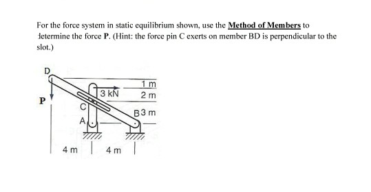 Solved For the force system in static equilibrium shown, use | Chegg.com