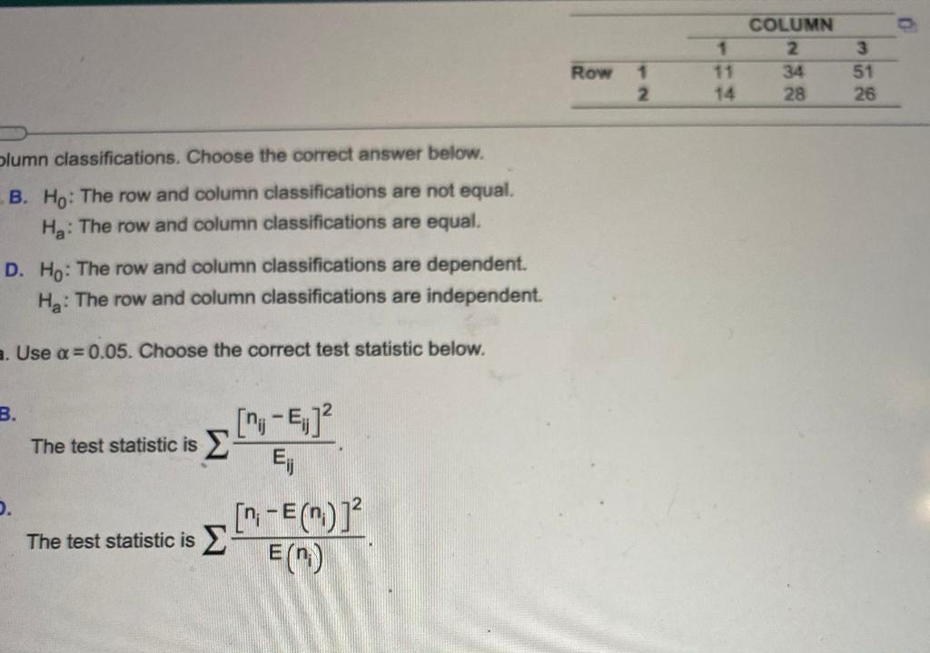 Solved Consider the 2x3 (.e., r = 2 and c=3) contingency | Chegg.com