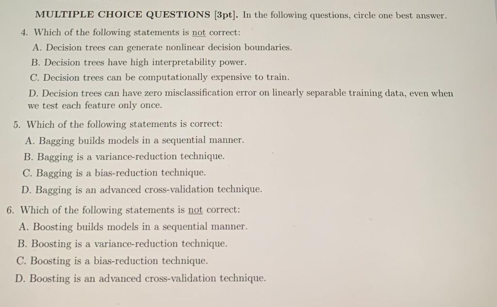 Solved MULTIPLE CHOICE QUESTIONS [3pt]. In the following | Chegg.com