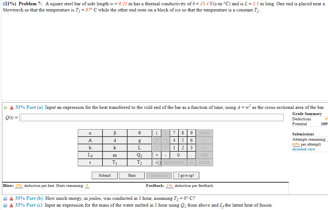 Solved (11\%) Problem 7: A square steel bar of side length | Chegg.com