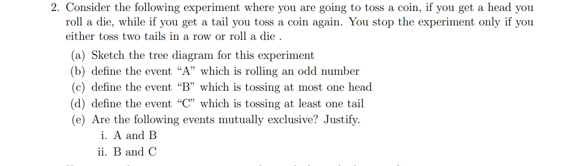 2. Consider the following experiment where you are | Chegg.com