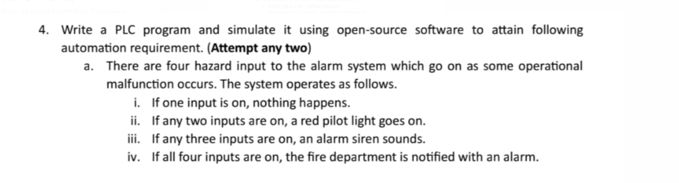 Solved 4. ﻿Write a PLC program and simulate it using | Chegg.com