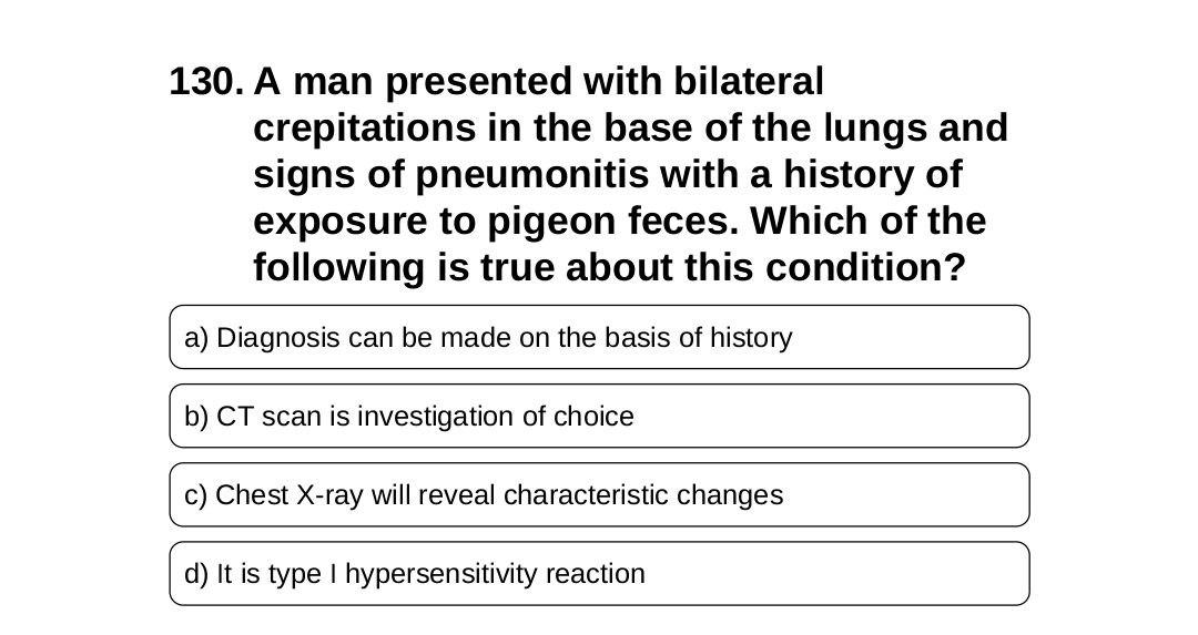 Solved 130. A man presented with bilateral crepitations in | Chegg.com