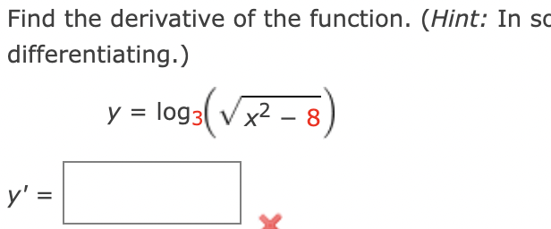 Solved Find the derivative of the function. (Hint: | Chegg.com