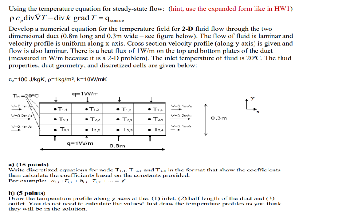 Using the temperature equation for steady-state flow: | Chegg.com