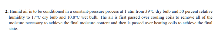 Solved 2. Humid air is to be conditioned in a | Chegg.com