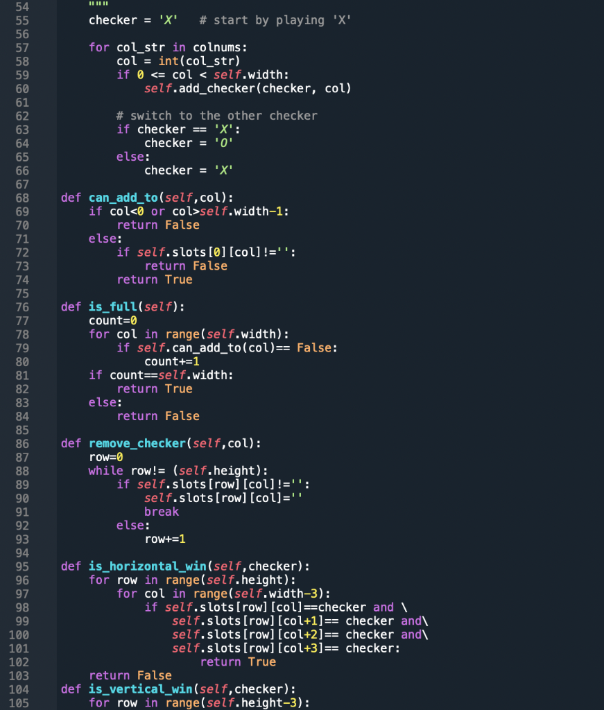 Solved Problem 2: A Connect Four Player class 20 points, | Chegg.com