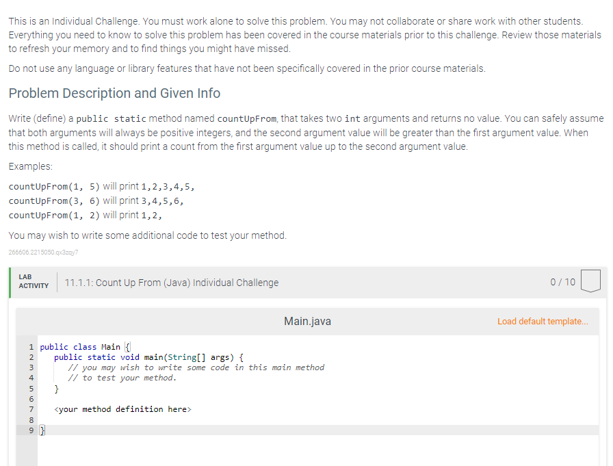 Solved This is an Individual Challenge. You must work alone | Chegg.com