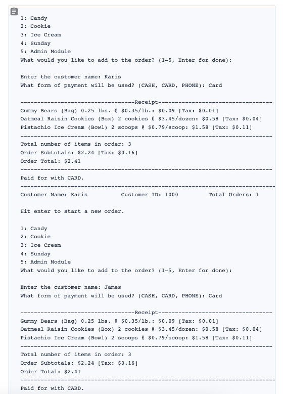 Solved 1. Dessert Shop Part 12: Admin Module Problem All | Chegg.com