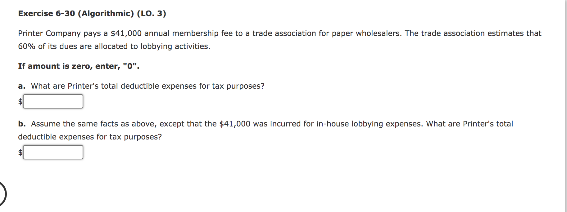 Solved Exercise 6-30 (Algorithmic) (LO. 3) Printer Company | Chegg.com