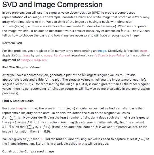 SVD and Image Compression In this problem, you will | Chegg.com
