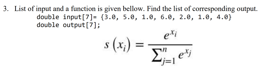 Solved 3. List of input and a function is given bellow. Find | Chegg.com