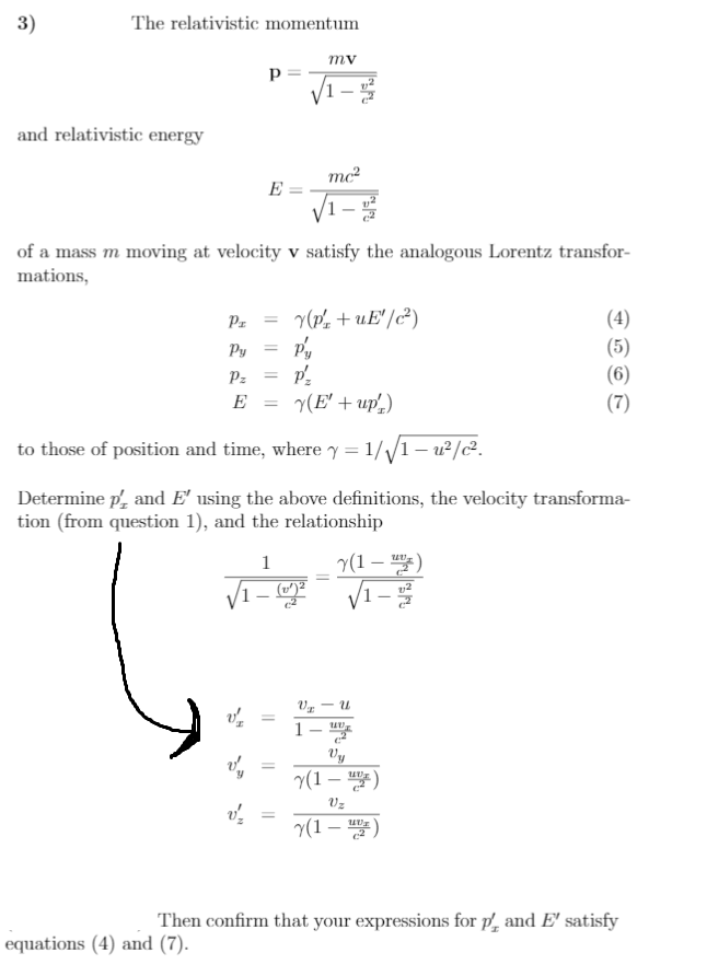 Solved 3) The relativistic momentum mv р and relativistic | Chegg.com