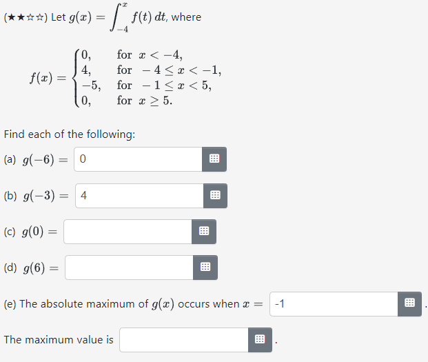 Solved (******tr) ﻿Let g(x)=∫-4xf(t)dt, | Chegg.com