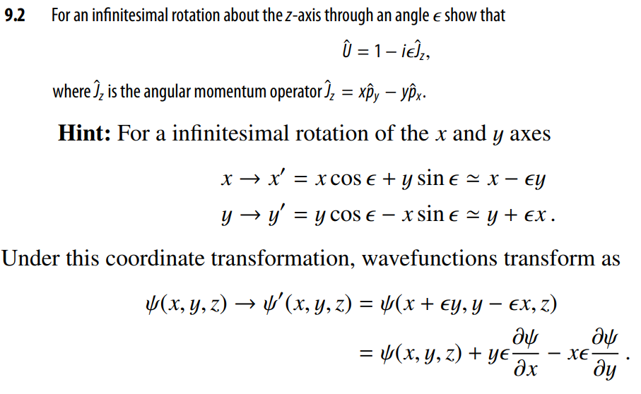 Solved 9.2 For an infinitesimal rotation about the z-axis | Chegg.com