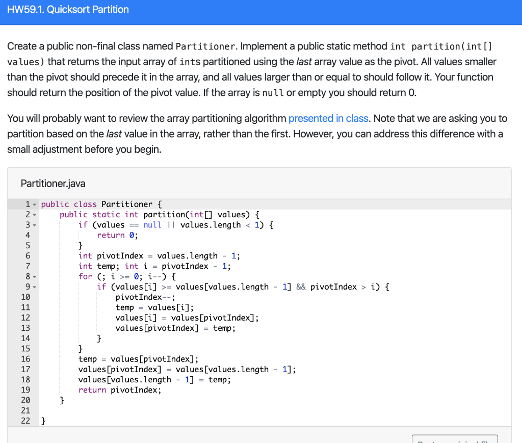 Solved HW60 1 Array QuicksortYou ve Done Partition So