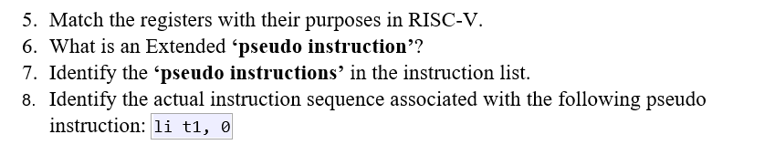 Solved 5. Match the registers with their purposes in RISC-V. | Chegg.com