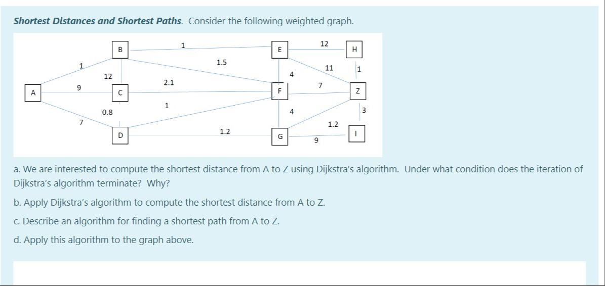 Solved Shortest Distances And Shortest Paths Consider The 