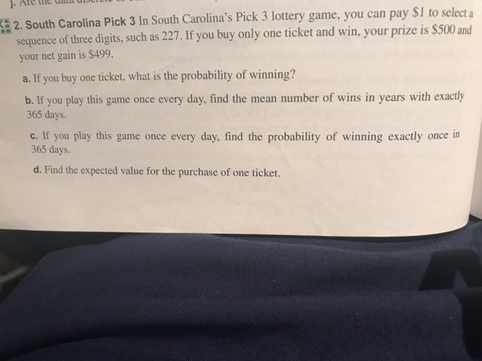 Solved J. Afe tuie dala dldcro 2. South Carolina Pick 3 in | Chegg.com