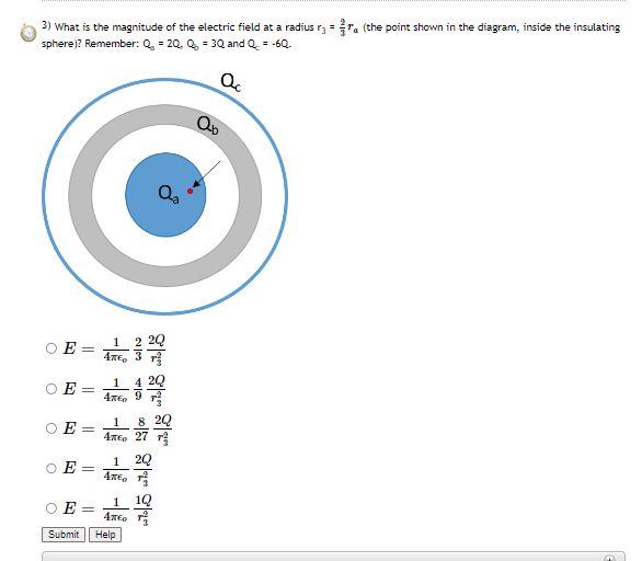 Solved 1 2 3 A solid, spherical insulator has radius ra and | Chegg.com