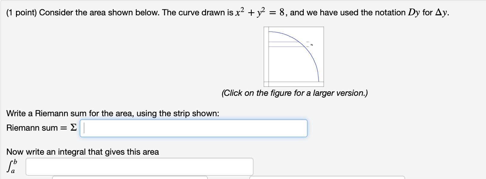 Solved (1 point) Consider the area shown below. The top | Chegg.com