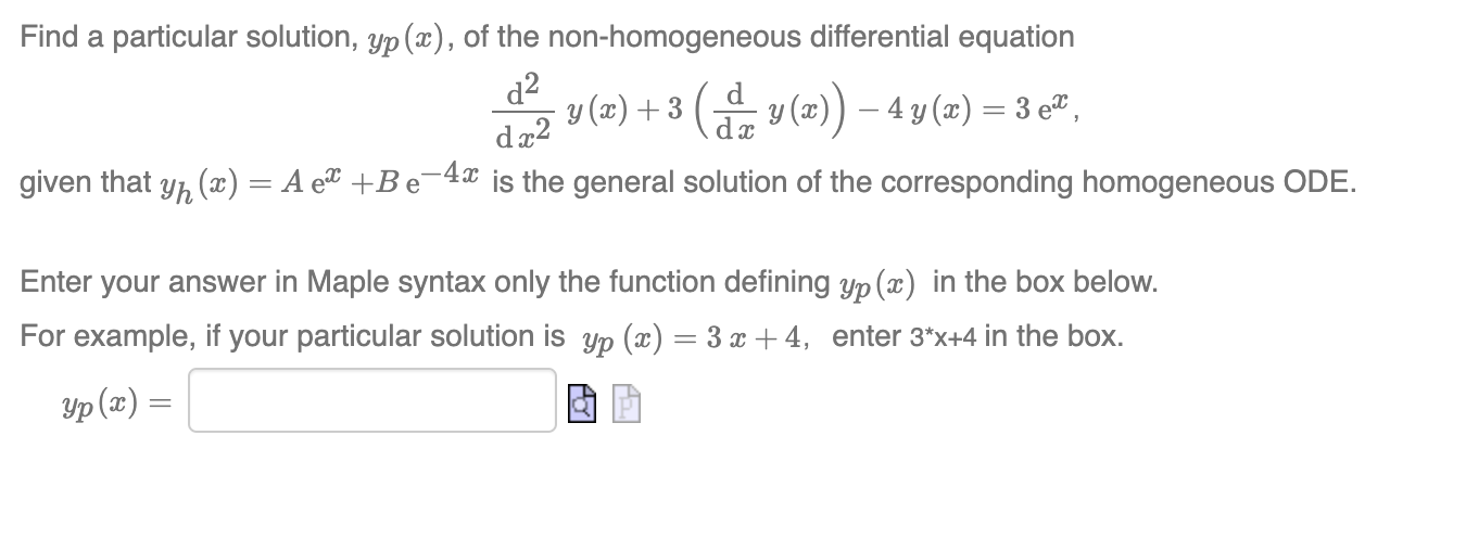 Solved Find a particular solution, yp(x), of the | Chegg.com