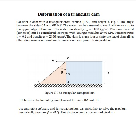 Deformation of a triangular dam Consider a dam with a | Chegg.com