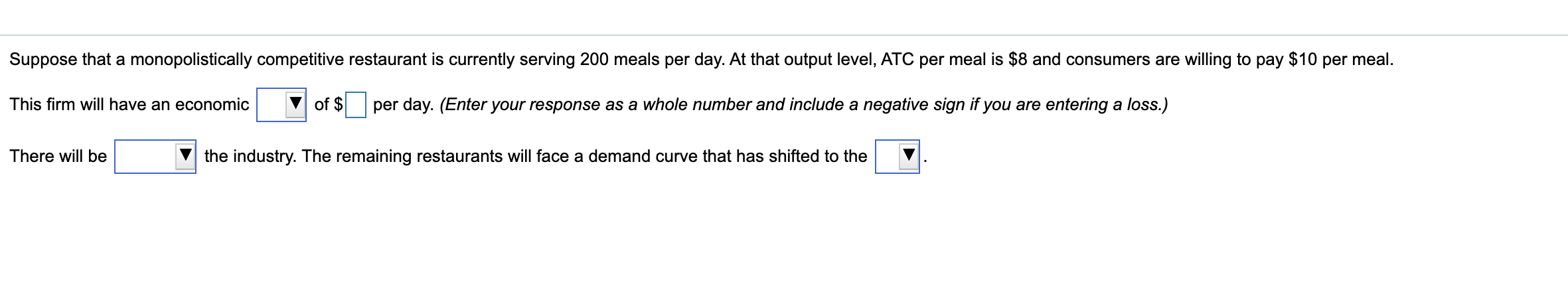 Solved First, drop-down choices (profit- loss) Second, | Chegg.com