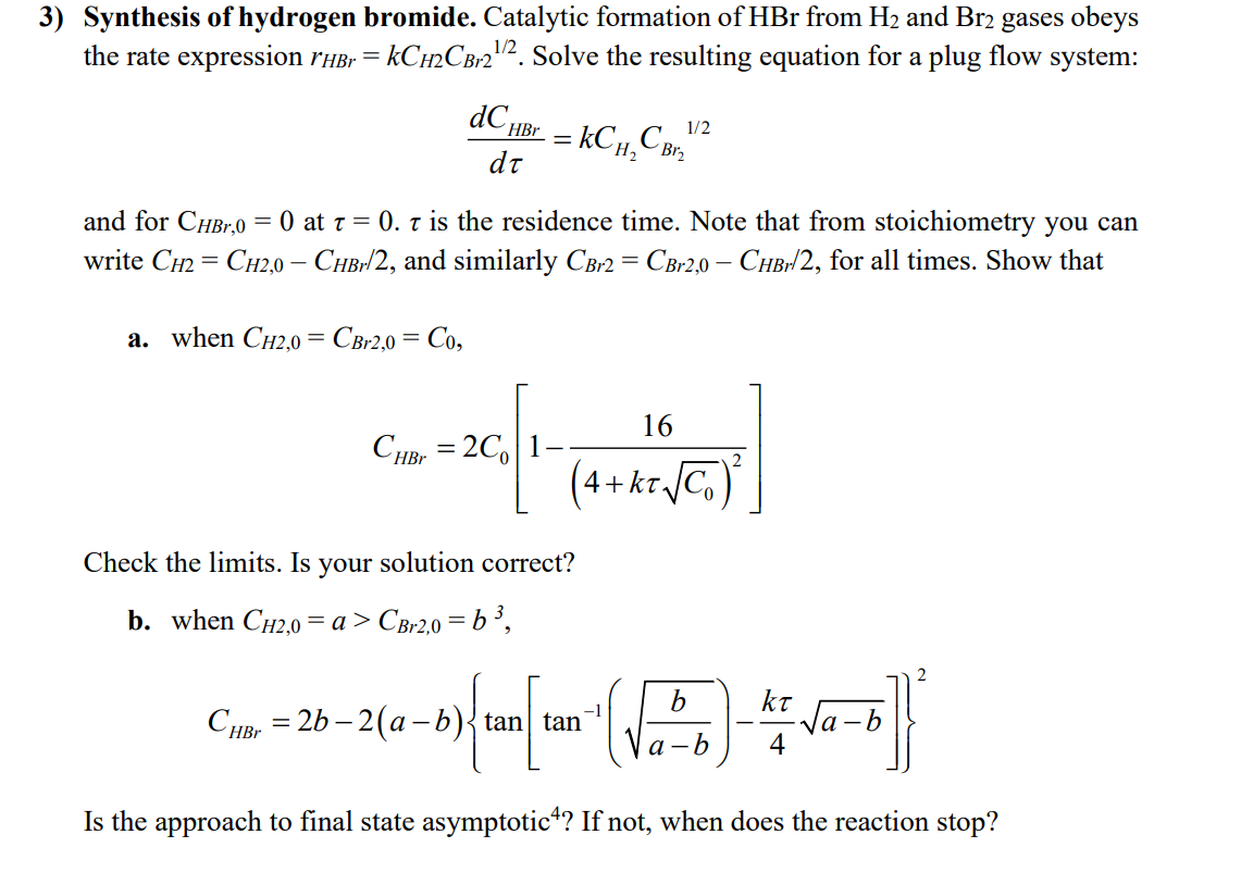 Solved Synthesis of hydrogen bromide. Catalytic formation of | Chegg.com