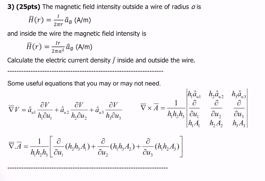 Solved 3) (25pts) The magnetic field intensity outside a | Chegg.com