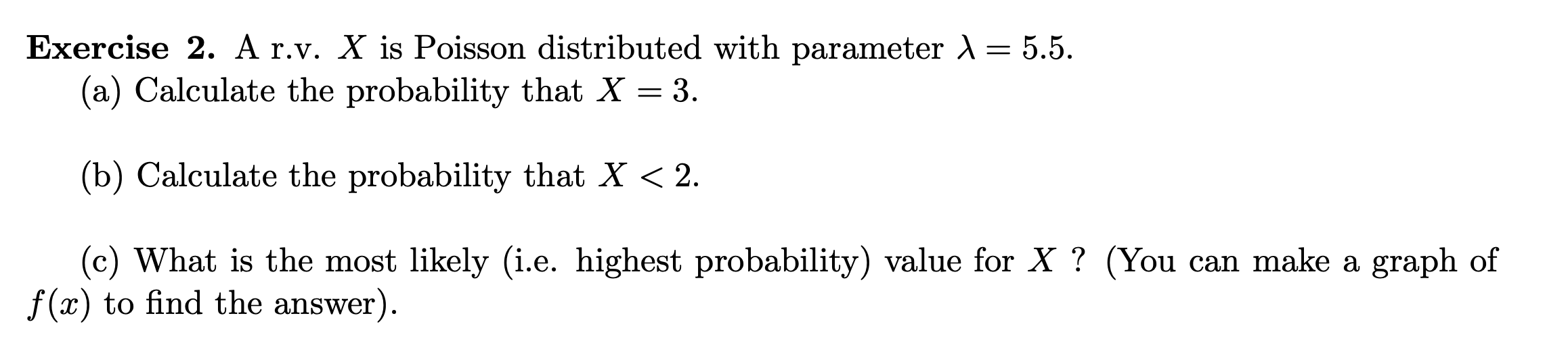 Solved Exercise 2 A Rv X Is Poisson Distributed With 