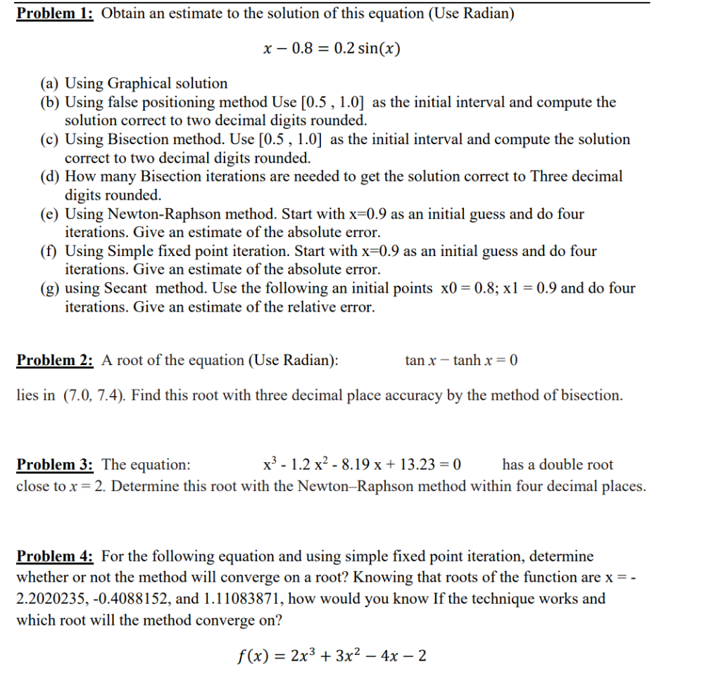 Solved Problem 1: Obtain an estimate to the solution of this | Chegg.com