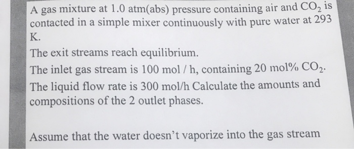 Solved A gas mixture at 1.0 atm(abs) pressure containing air | Chegg.com