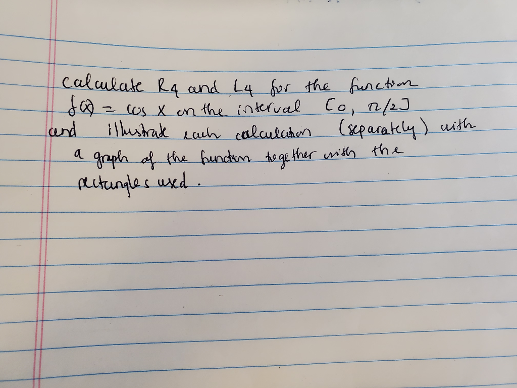 Solved calculate R4 and L4 for the function f = cos x on the | Chegg.com