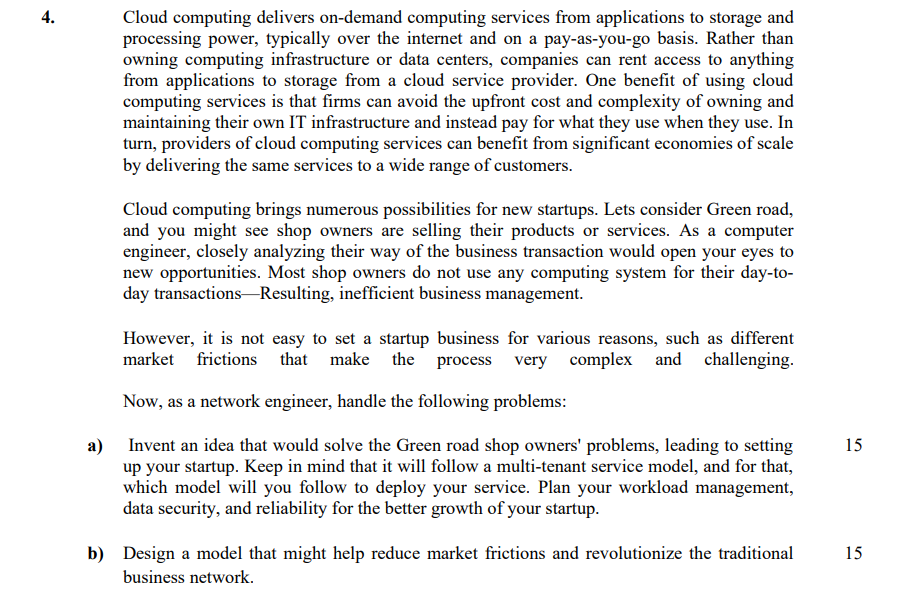 4. Cloud computing delivers on-demand computing | Chegg.com