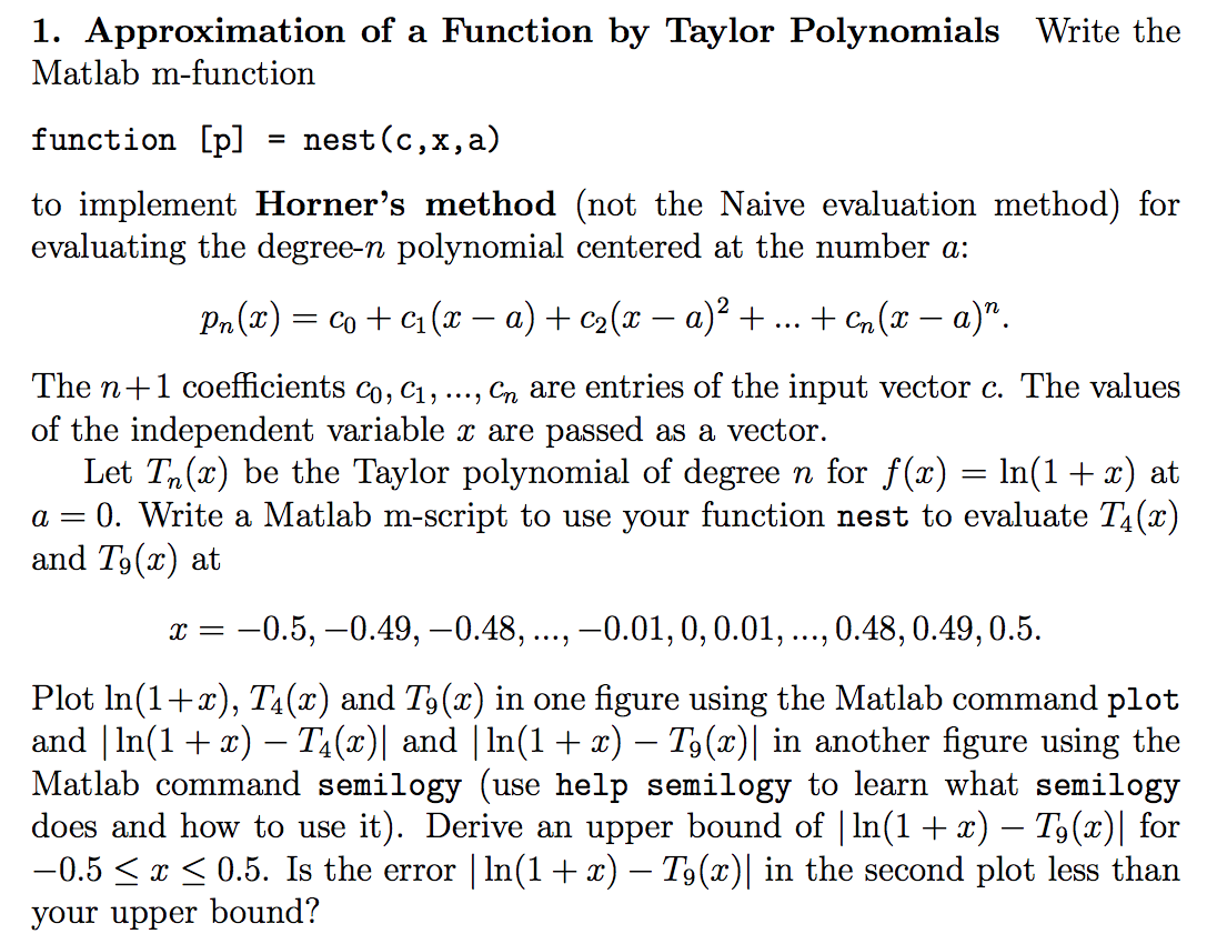1. Approximation of a Function by Taylor Polynomials | Chegg.com