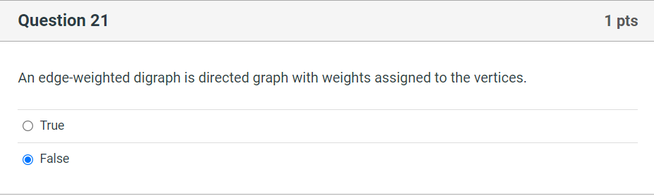 Solved Question 21 1 pts An edge-weighted digraph is | Chegg.com