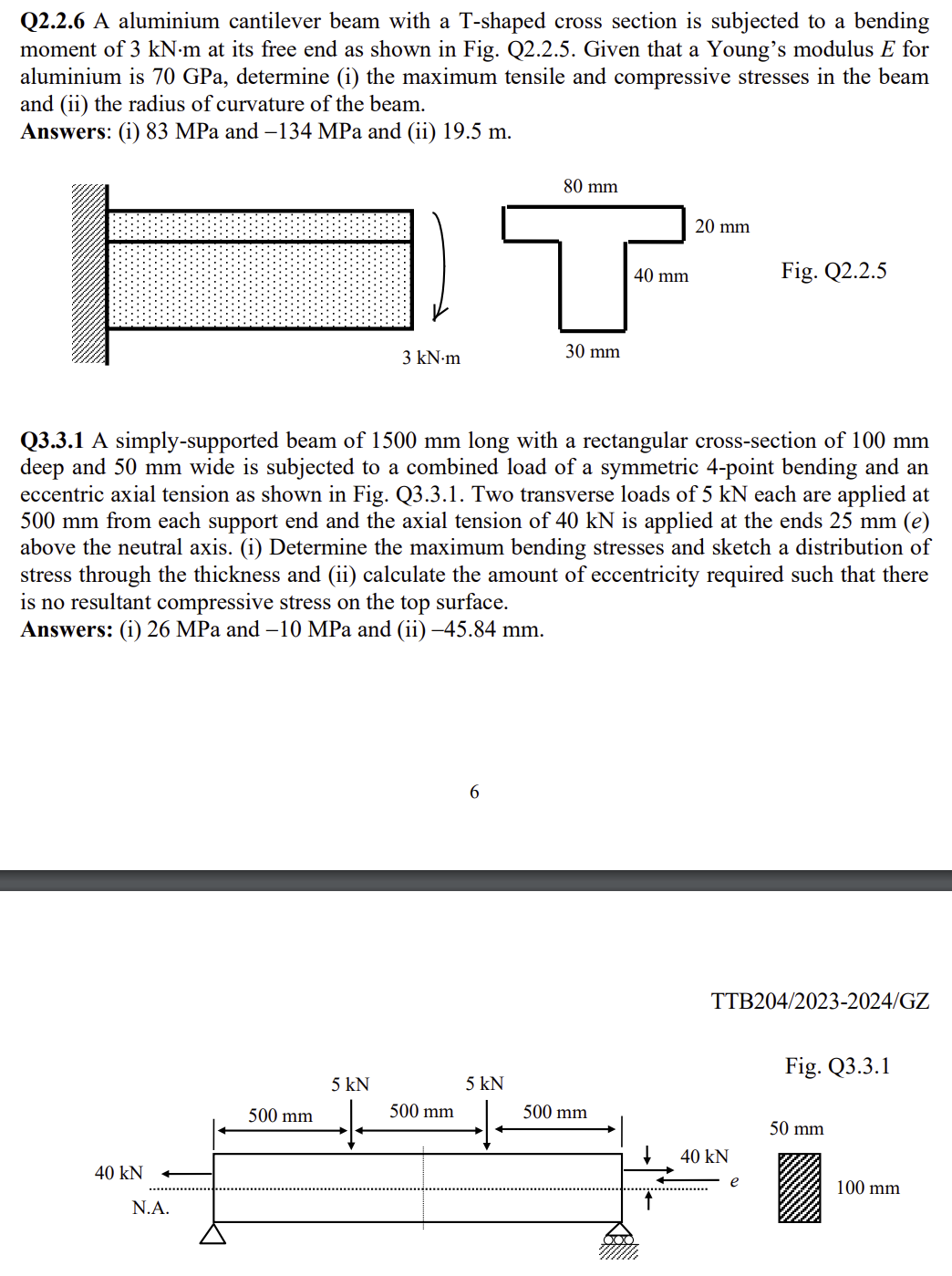 Solved Q2.2.6 A aluminium cantilever beam with a T-shaped | Chegg.com