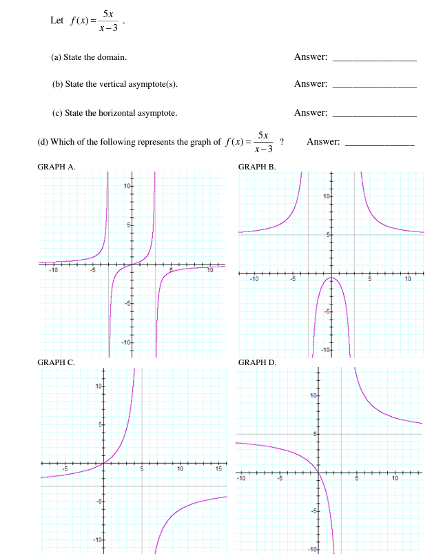 Solved Let f(x)=x−35x. (a) State the domain. (b) State the | Chegg.com