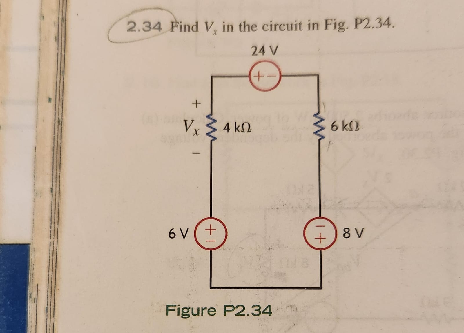 Solved 2.34 Find Vx in the circuit in Fig. P2.34. | Chegg.com