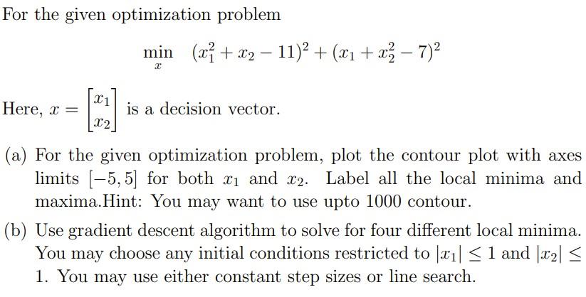 Solved For the given optimization problem | Chegg.com