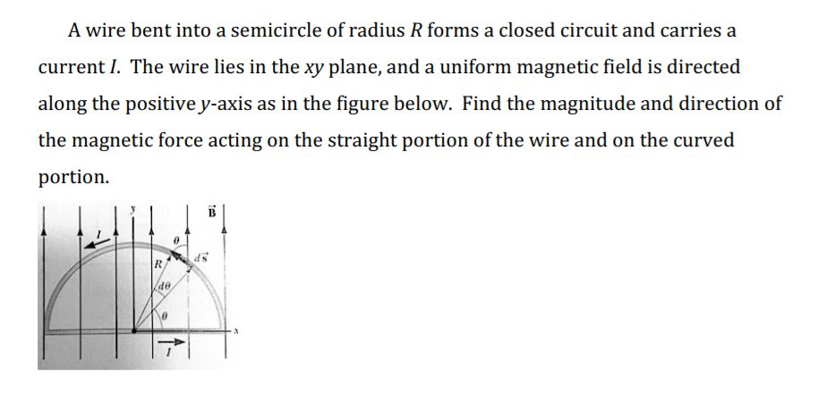 Solved A wire bent into a semicircle of radius R forms a | Chegg.com