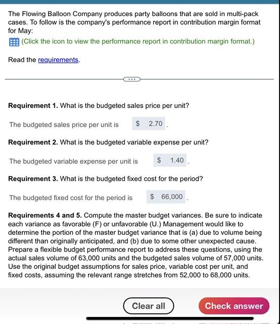Solved I need help calculating the flexible budget and it’s | Chegg.com